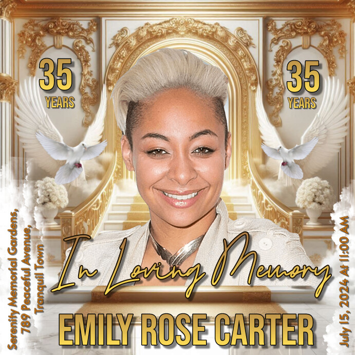 Modèle Golden Stairs Funeral Flyer death anniversary | PosterMyWall