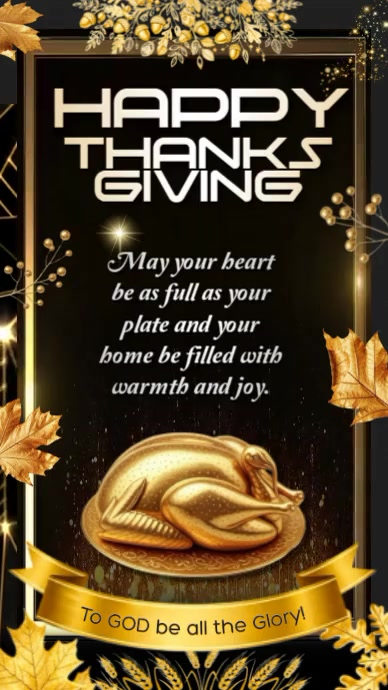 Golden Thanksgiving Blessing Poster Template | PosterMyWall