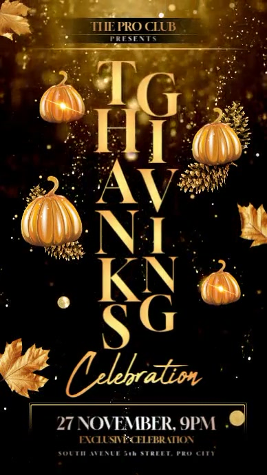 Golden Thanksgiving Celebration Poster Template | PosterMyWall