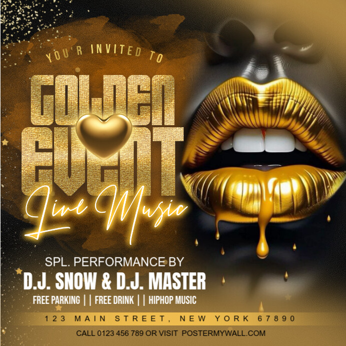 Copy of Golden theme music party | PosterMyWall