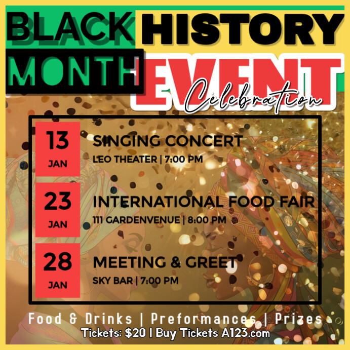 Golden Vintage Black History Month Celebration Event Announcement ...