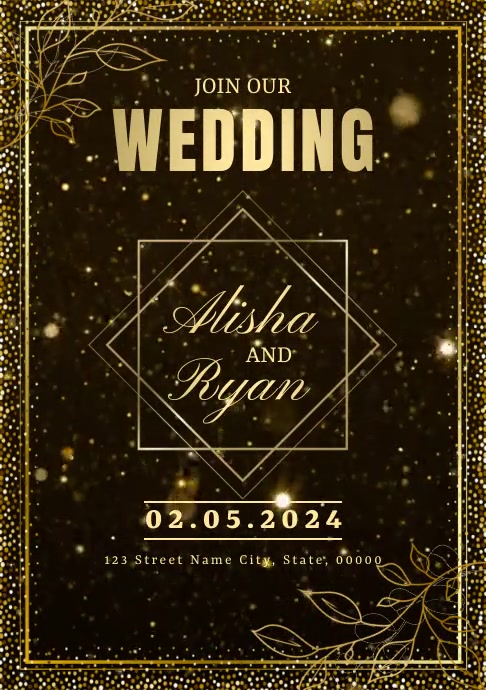 Golden Wedding Invitation Template | PosterMyWall