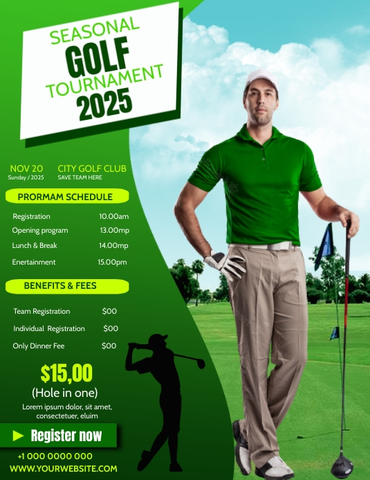 golf game tournament flyer template | PosterMyWall