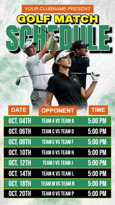 Golf Match Schedule Template | PosterMyWall