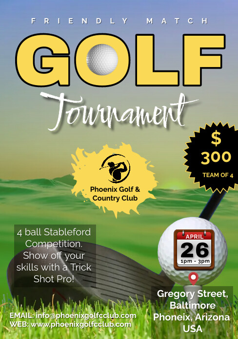 Golf Tournament Sports & Country Club flyer Template | PosterMyWall