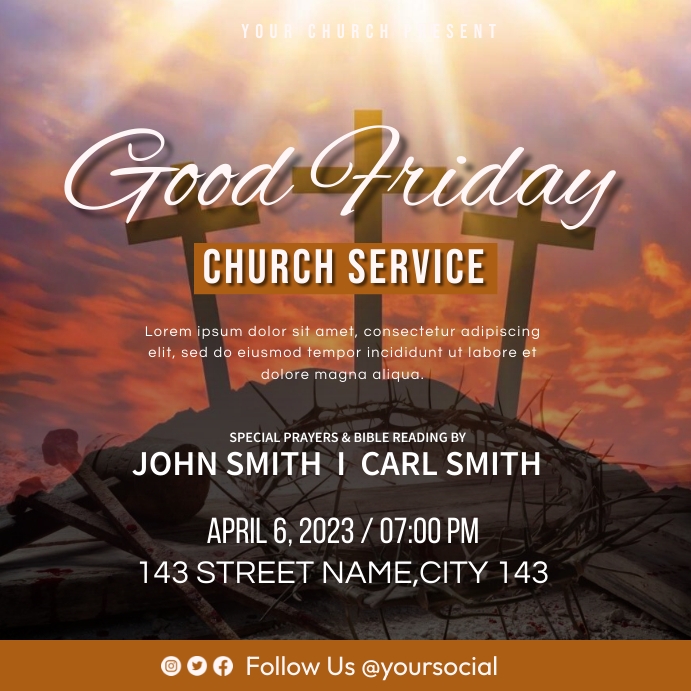 Plantilla de Good Friday Church Service Ads | PosterMyWall