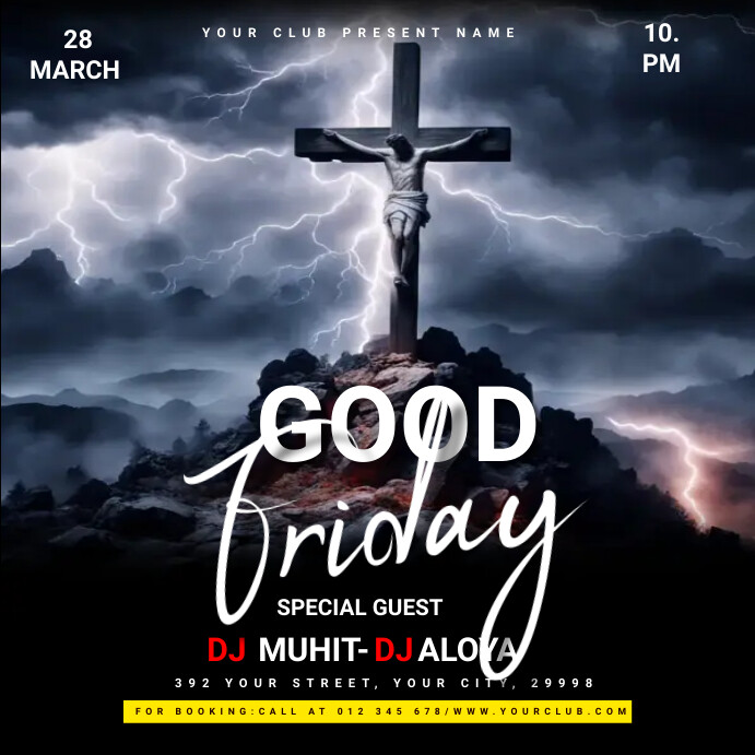 Good Friday church service Template | PosterMyWall