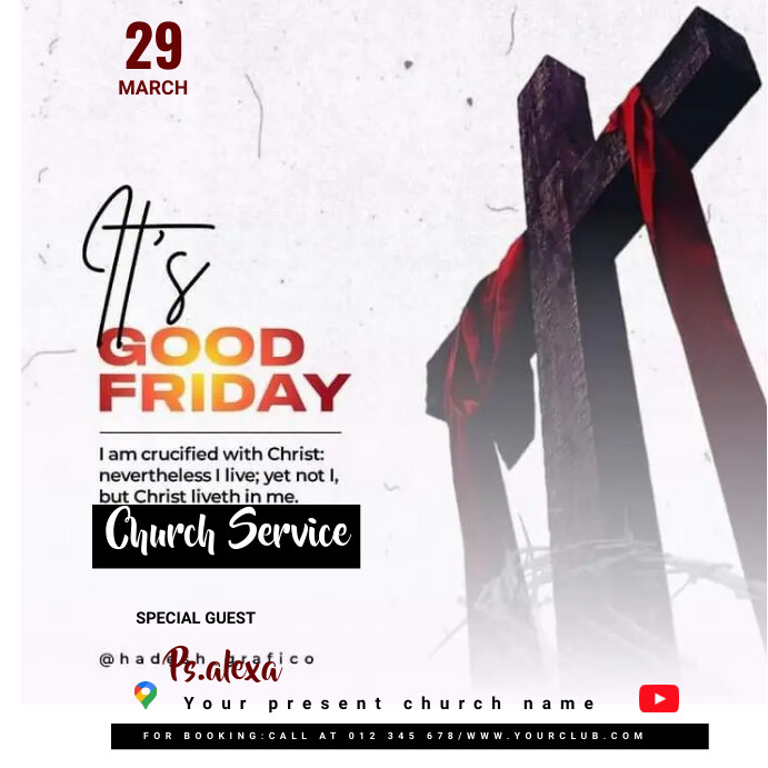 Good Friday church service Template | PosterMyWall