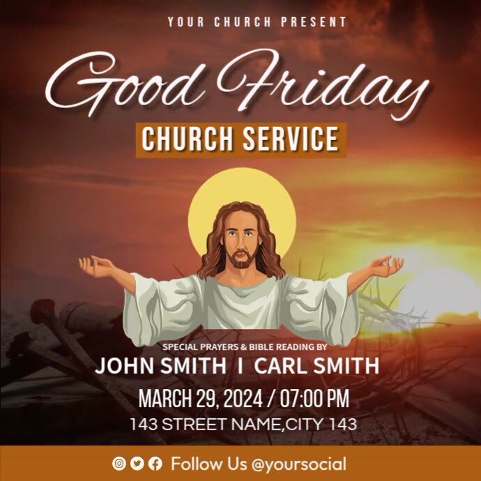 Good Friday Church Service Template | PosterMyWall