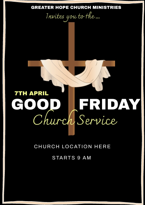 Good friday church service template | PosterMyWall