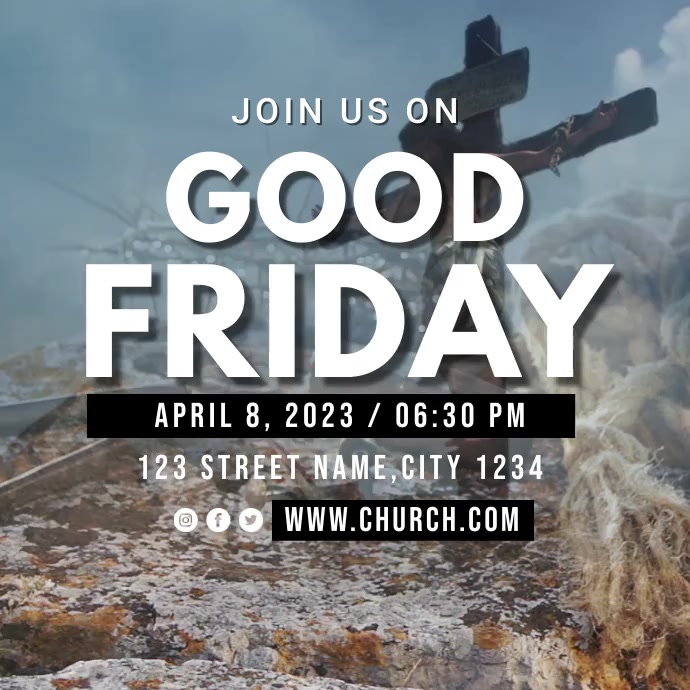 Good Friday Church Service Video Ads Template | PosterMyWall