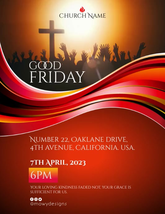 Plantilla de Good Friday Church Service Video Flyer | PosterMyWall