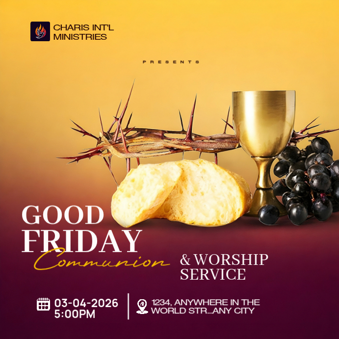 Good Friday Communion & Worship Service Flyer Instagram Post Template ...