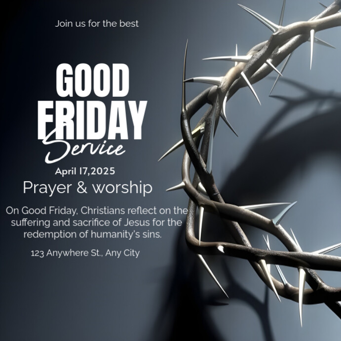 GOOD FRIDAY SERVICE Template | PosterMyWall