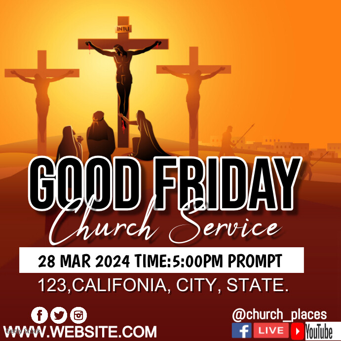 Plantilla de Good Friday service design template | PosterMyWall
