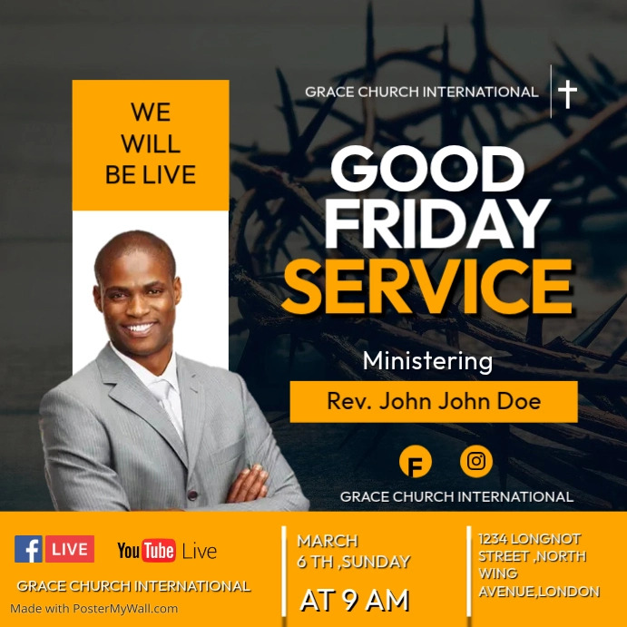 GOOD FRIDAY SERVICE FLYER Template | PosterMyWall