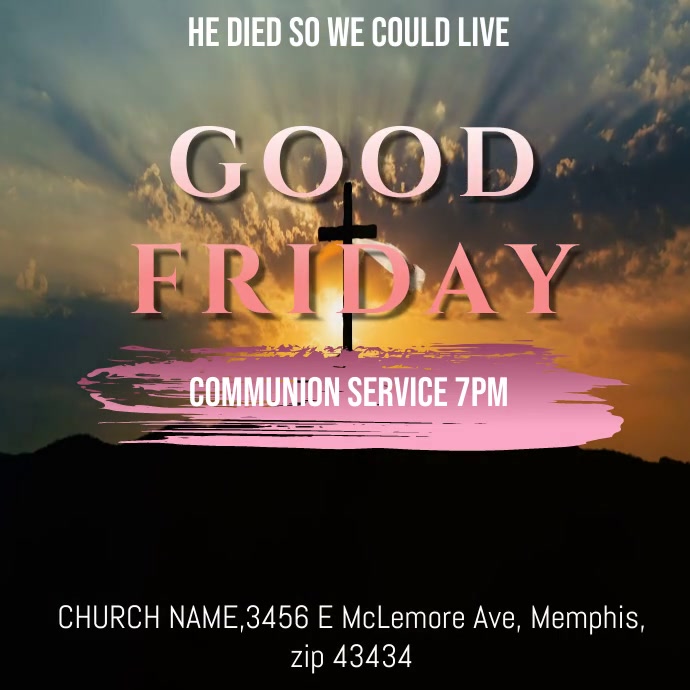 Good Friday Service Square Video Template | PosterMyWall