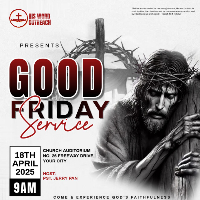 GOOD FRIDAY SERVICE TEMPLATE | PosterMyWall