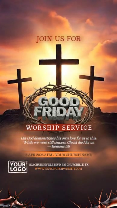 Good Friday Worship Service Digital Display Signage Video Template ...