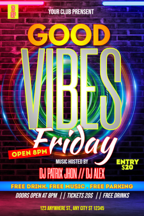 Good vibes Friday poster Template | PosterMyWall