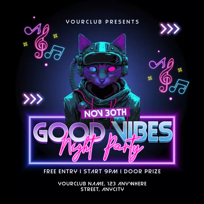 Plantilla de Good Vibes Night Party | PosterMyWall