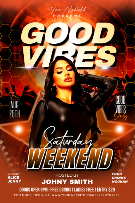 Good Vibes Night Party flyer Template | PosterMyWall