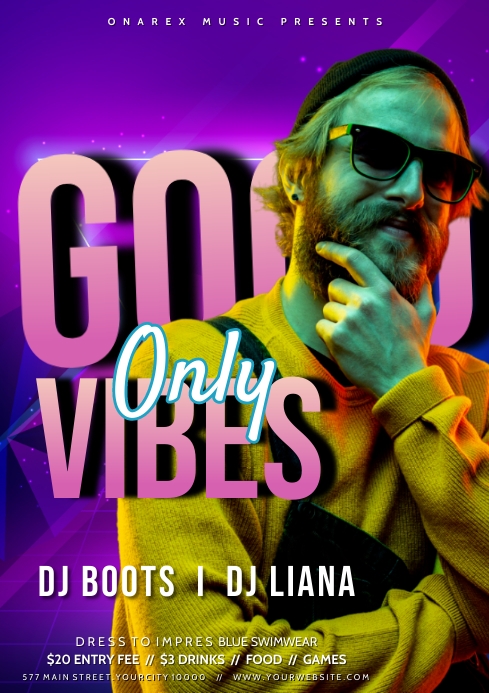 Plantilla de Good Vibes Only Party Ivitational Template | PosterMyWall