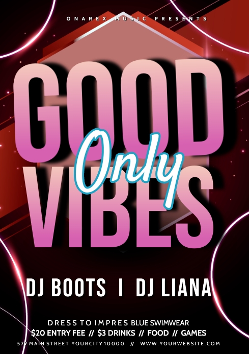 Copy of Good Vibes Only Party Ivitational Template | PosterMyWall