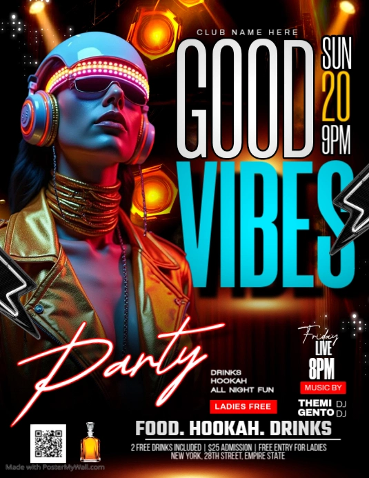 GOOD VIBES PARTY Template | PosterMyWall