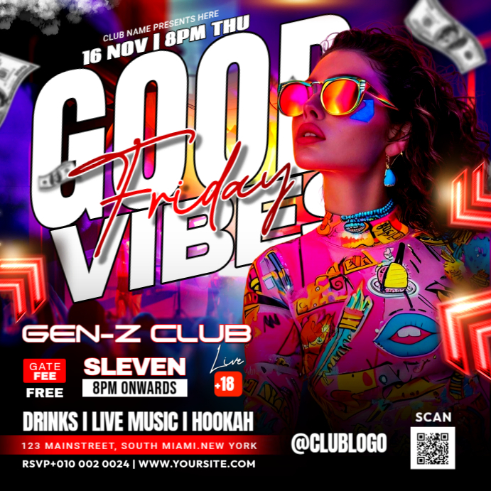 GOOD VIBES PARTY Template | PosterMyWall