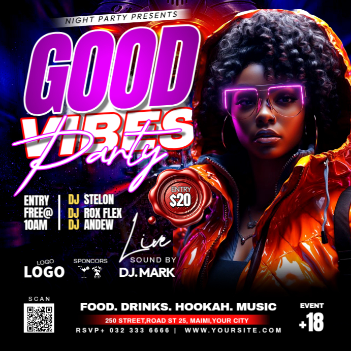 GOOD VIBES PARTY Template | PosterMyWall