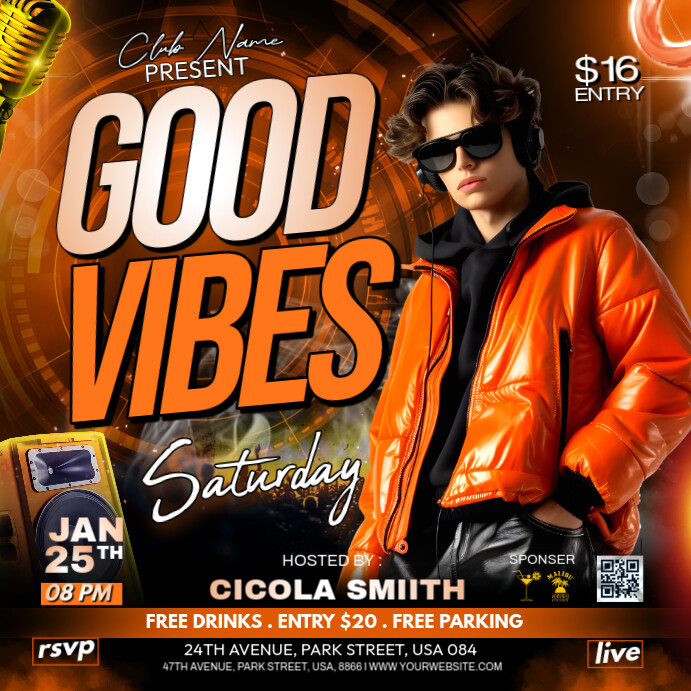 Good Vibes party Template | PosterMyWall