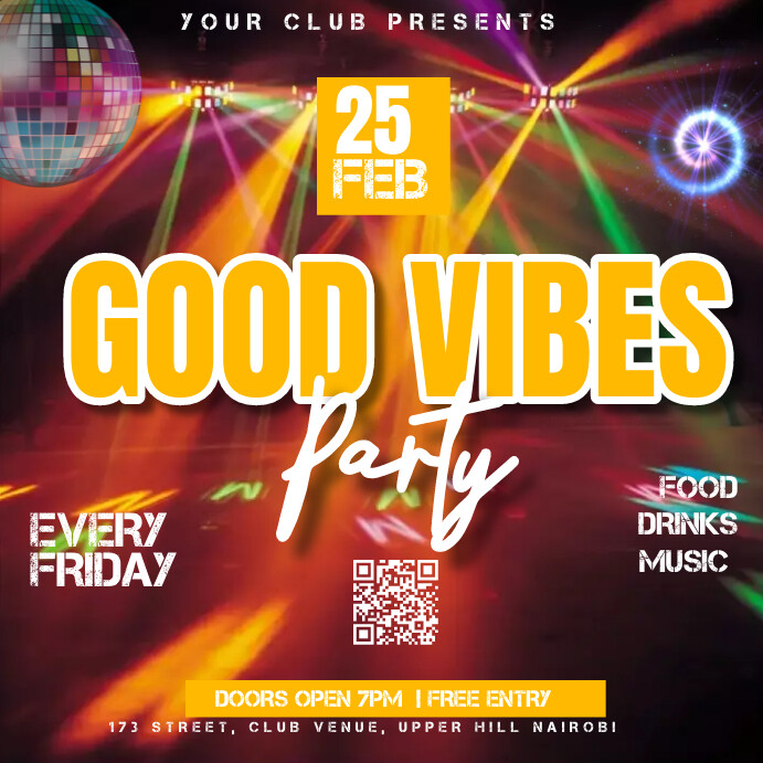 Plantilla de good vibes party | PosterMyWall