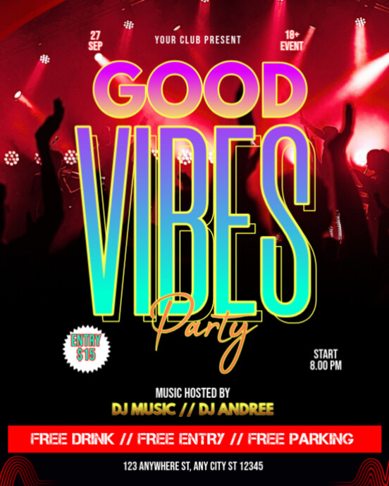 Good vibes party poster Template | PosterMyWall