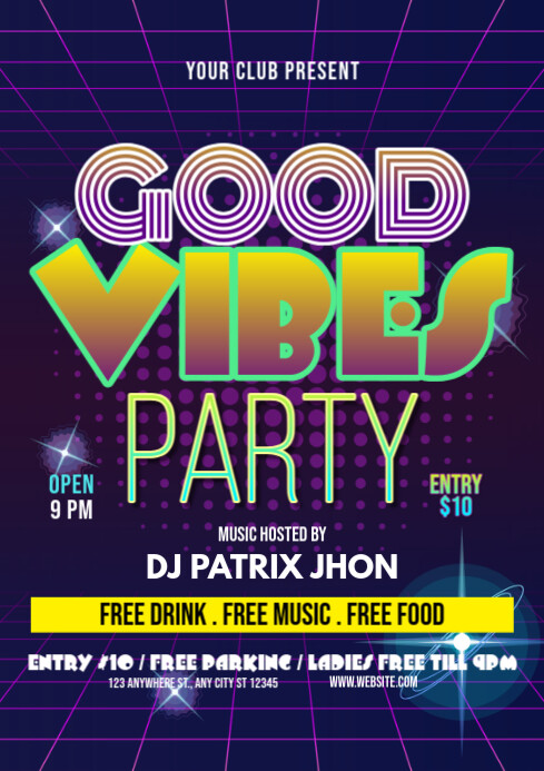 Plantilla de Good vibes party poster | PosterMyWall