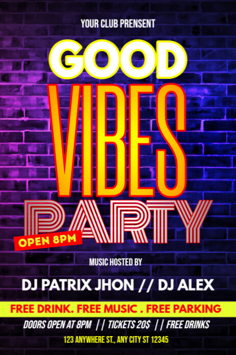 Good vibes party poster Template | PosterMyWall