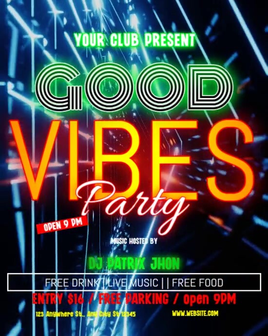 Plantilla de Good vibes party video | PosterMyWall