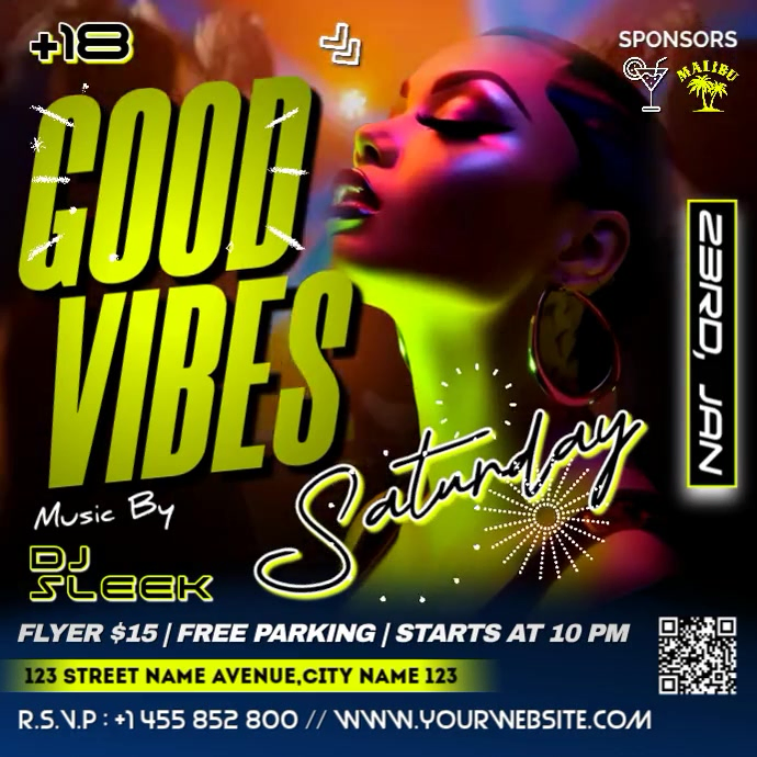 GOOD VIBES SATURDAY PARTY FLYER POSTER Template | PosterMyWall