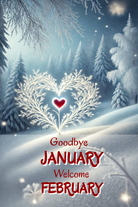 Goodbye January Welcome February Poster 2025 Template | PosterMyWall