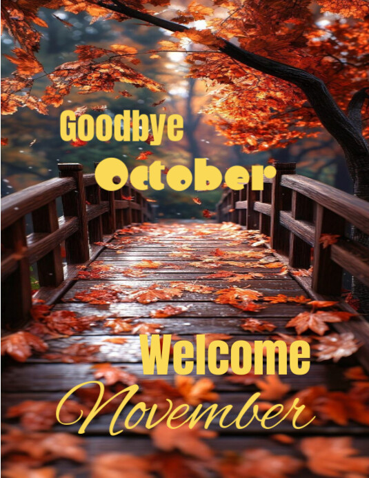 Goodbye October and Welcome November Card Template | PosterMyWall