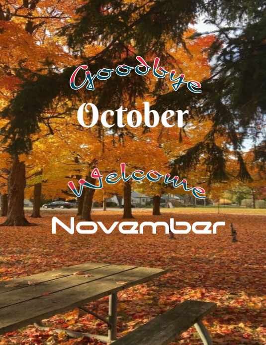 Plantilla de Goodbye October and Welcome to November Card | PosterMyWall