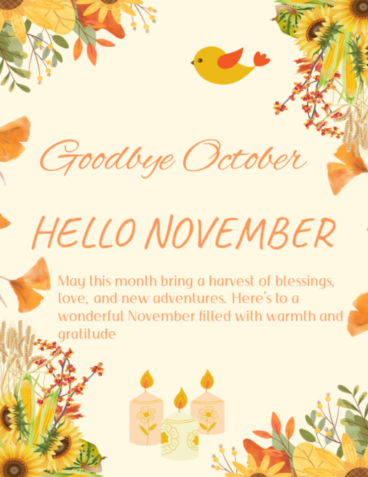 Modèle Goodbye october hello november | PosterMyWall