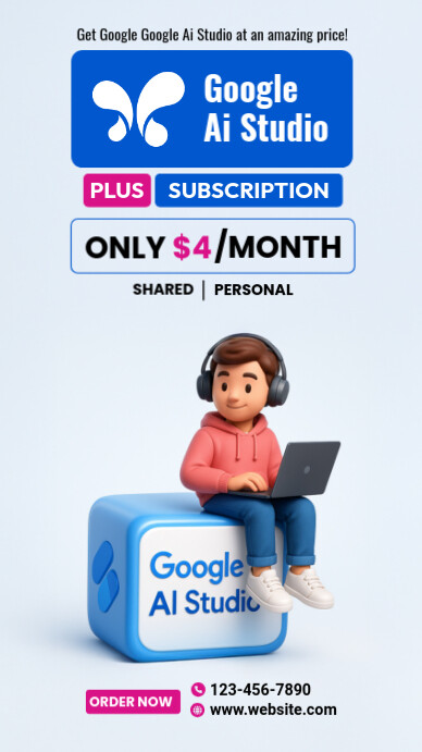 Google ai studio Subscription Selling Ad Template | PosterMyWall