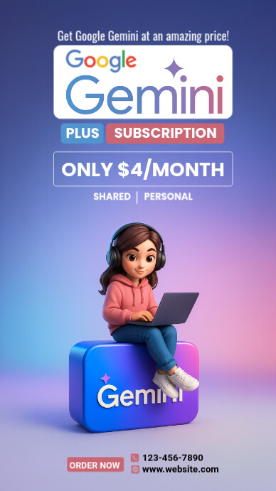 Google Gemini Subscription Selling Ad Template | PosterMyWall