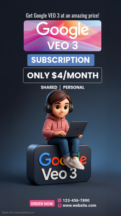 Google Veo 3 Subscription Selling Ad Template | PosterMyWall
