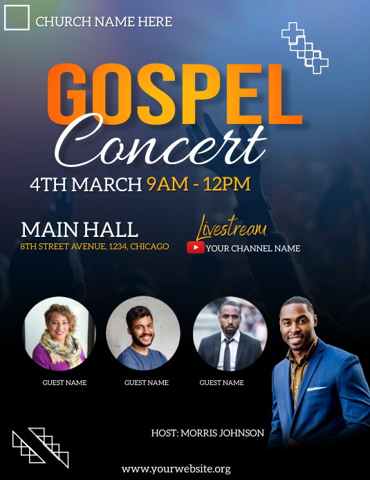 gospel concert flyer Template | PosterMyWall