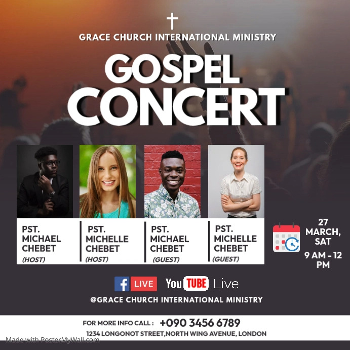 GOSPEL CONCERT FLYER Template | PosterMyWall