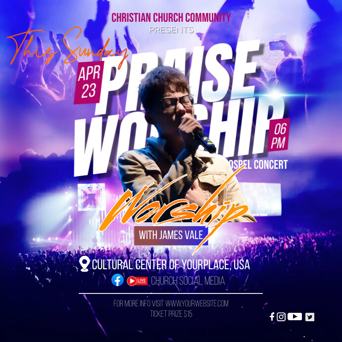 Gospel Concert Praise and Worship Template | PosterMyWall