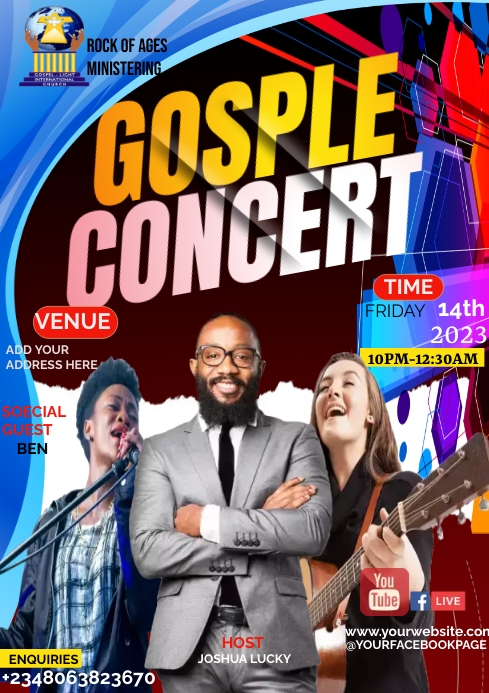 gospel concert template | PosterMyWall