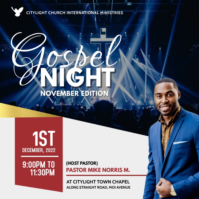 gospel night poster design Template | PosterMyWall